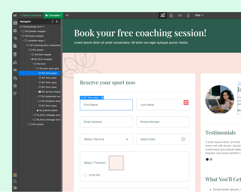 FlowBookings - No-Code Webflow Booking System